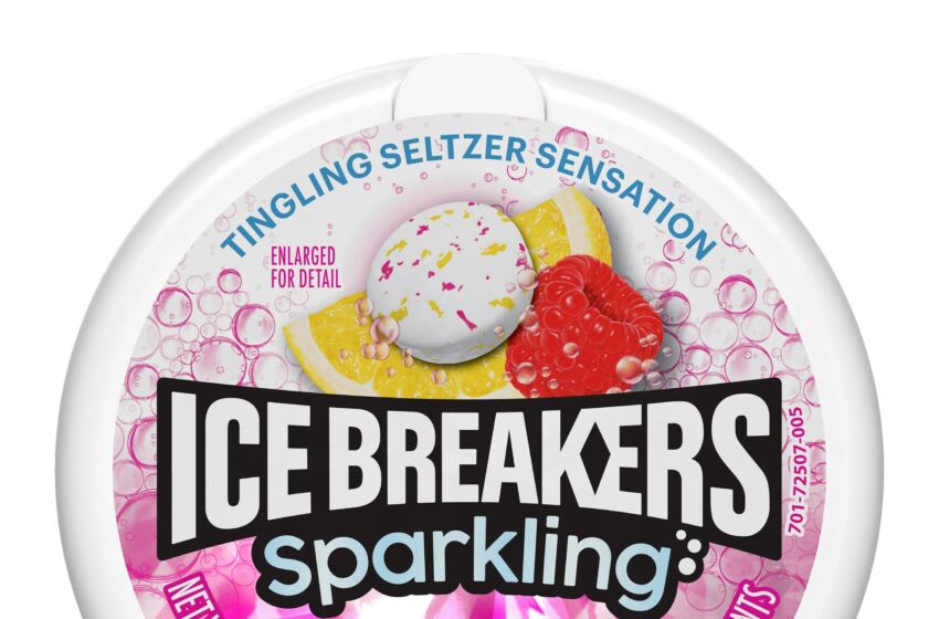 Ice Breakers Raspberry Lemon Seltzer Sparkling Mints burst with bright ...
